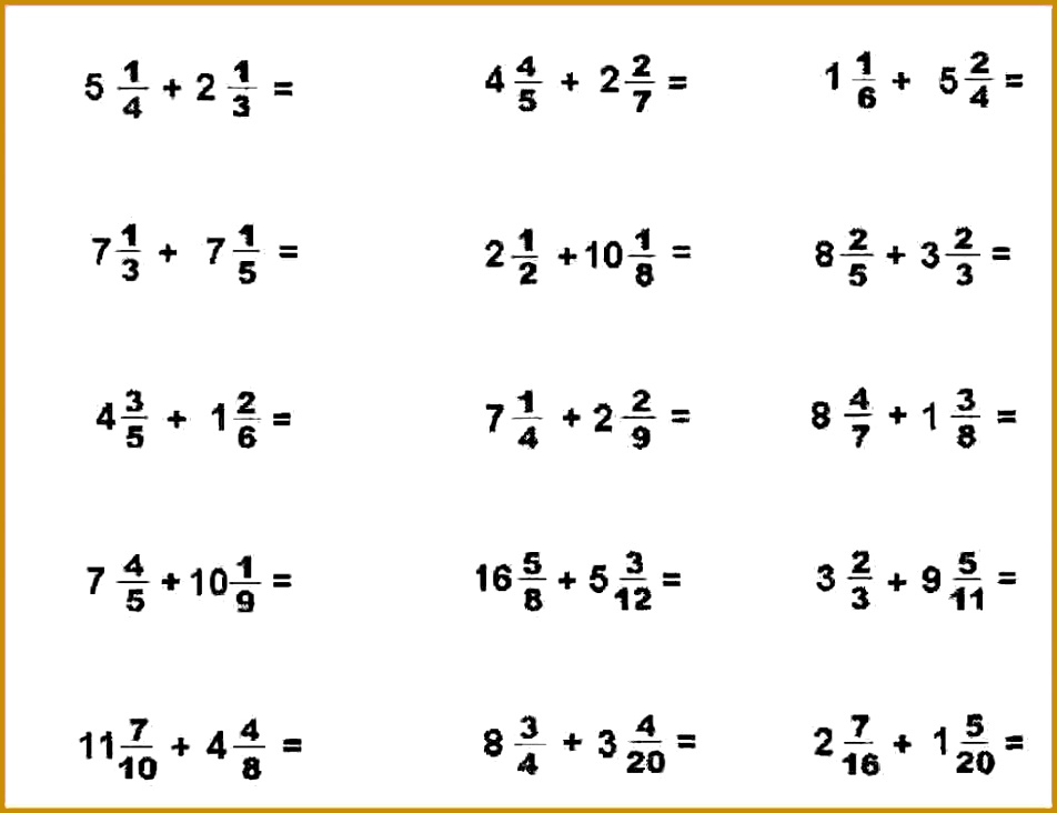 Common Core Adding Fractions With Unlike Denominators Worksheets