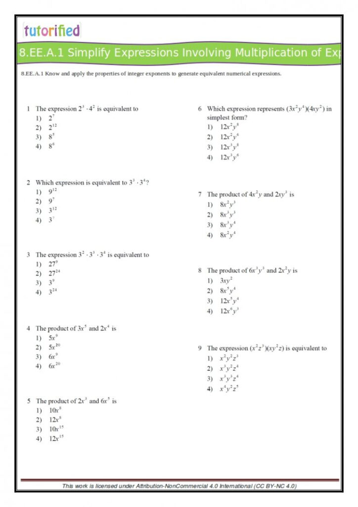 Common Core 8th Math Worksheets | Common Core Worksheets