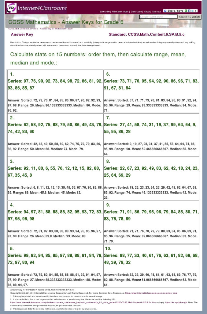 Free Common Core Worksheets Printable