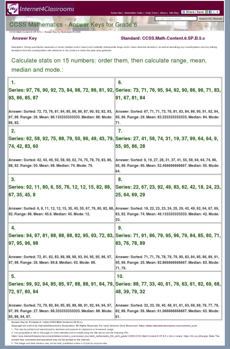 Free Common Core Worksheets Printable