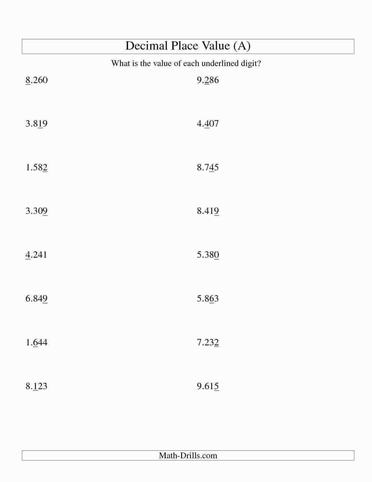 Decimal Place Value Worksheets Common Core | Common Core Worksheets