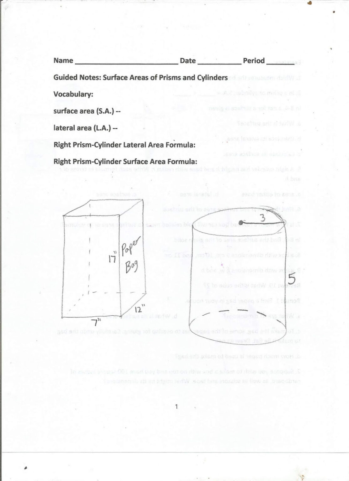 Common Core Surface Area Worksheets | Common Core Worksheets