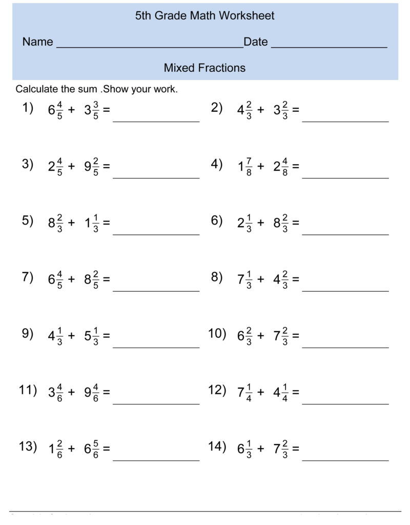 Math Worksheets Grade 5 Printable | Common Core Worksheets