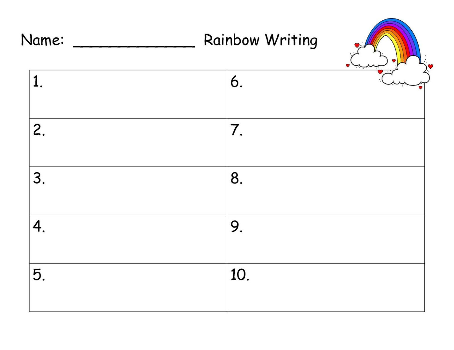 Customizable Writing Spelling Words Template | Common Core Worksheets