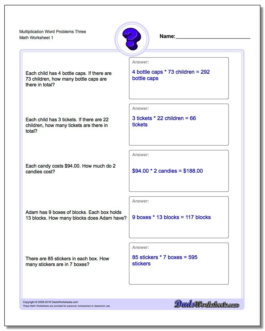 Common Core Multiplication Word Problems Common Core Worksheets