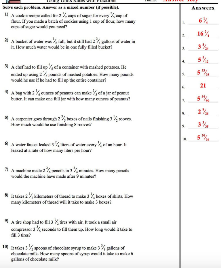 Common Core Unit Rate Worksheets | Common Core Worksheets
