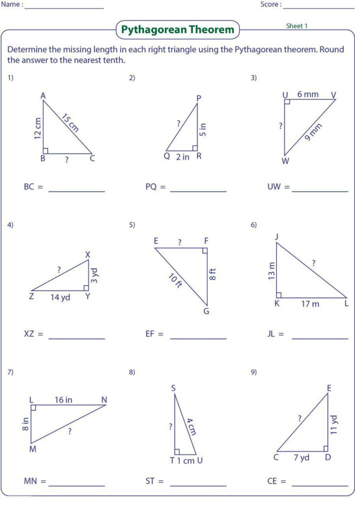 Common Core Pythagorean Theorem Worksheet | Common Core Worksheets