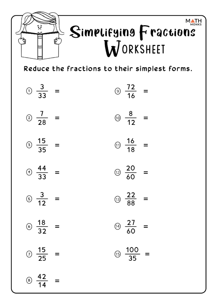Simplifying Fractions Worksheets Math Monks Common Core Worksheets
